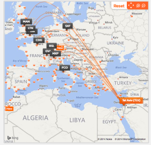 EasyJet's network from Tel Aviv - Data EasyJet - Economy Class & Beyond
