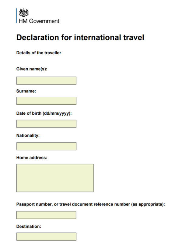 REMINDER: You now need to fill a form in to leave the United Kingdom ...