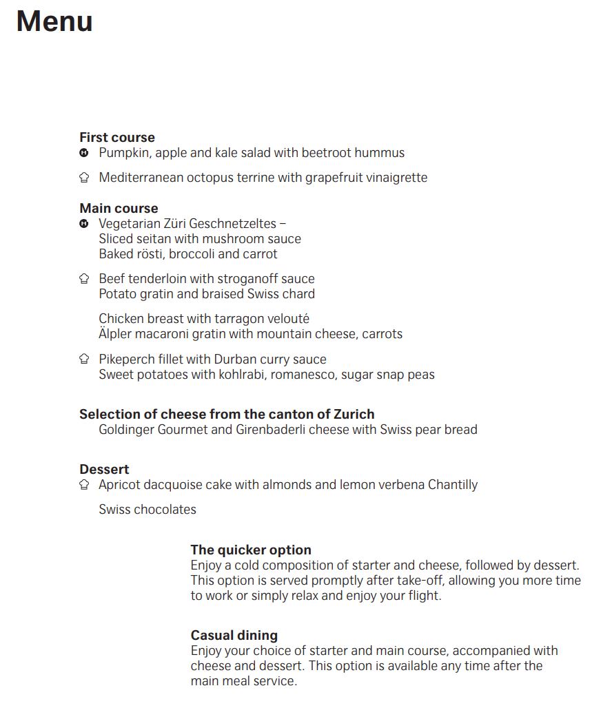 SWISS prepares its next season of food for long haul premium customers ...